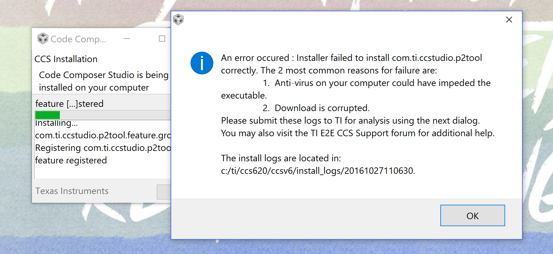 Can't install CCS - Code Composer Studio forum - Code Composer Studio™︎ ...