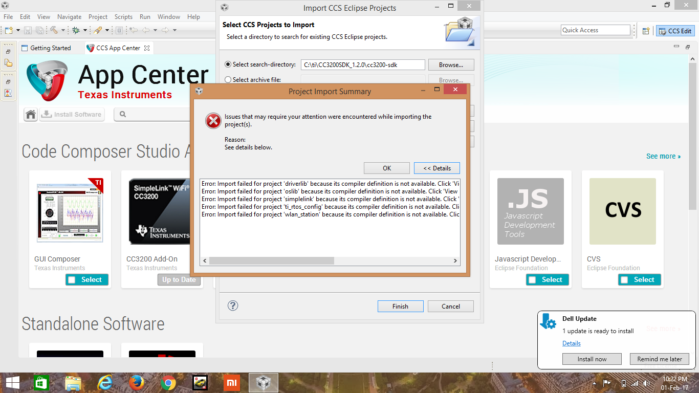CCS/CC3200-LAUNCHXL: CCS importing error - Code Composer Studio forum - Code Composer Studio™︎ ...