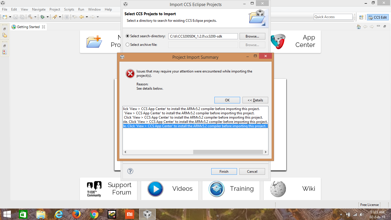 CCS/CC3200-LAUNCHXL: CCS importing error - Code Composer Studio forum - Code Composer Studio™︎ ...