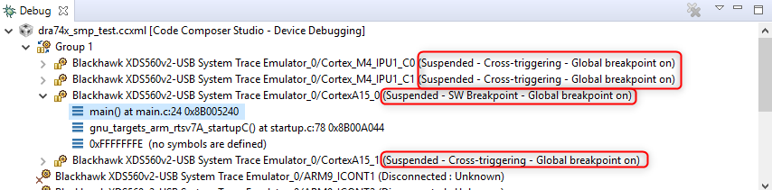 CCS/AM5746: Dual A15 cores project or M4 and A15 core project debug - Code Composer Studio forum ...