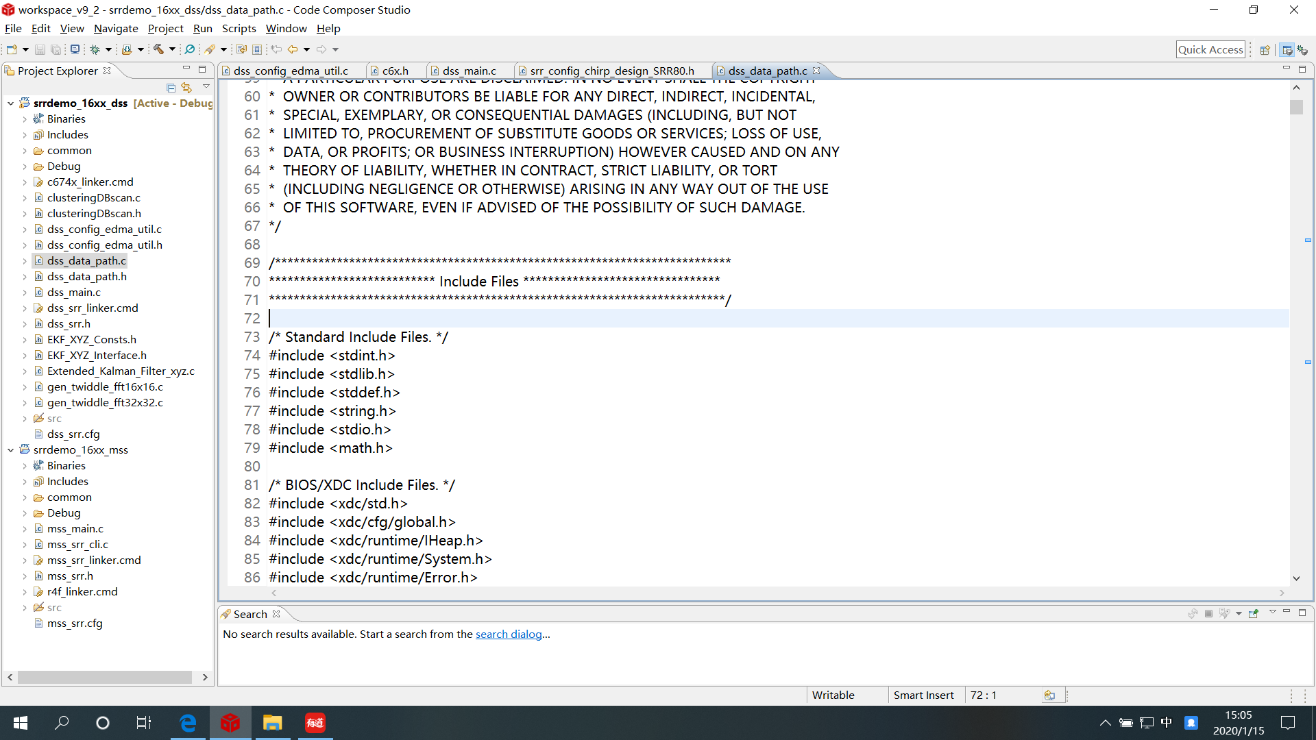 CCS/AWR1642: Keywords, comments, and so on all become the same color - Code Composer Studio ...