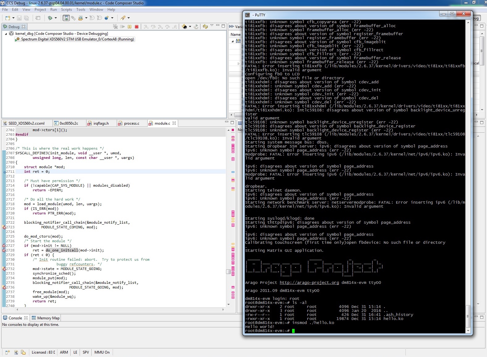 How to debug loadable module(ko) via jtag - Code Composer Studio forum ...