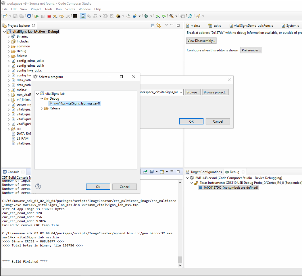 CCS/IWR1443: Issue with IWR1443EVM and CCS - Code Composer Studio forum - Code Composer Studio™︎ ...