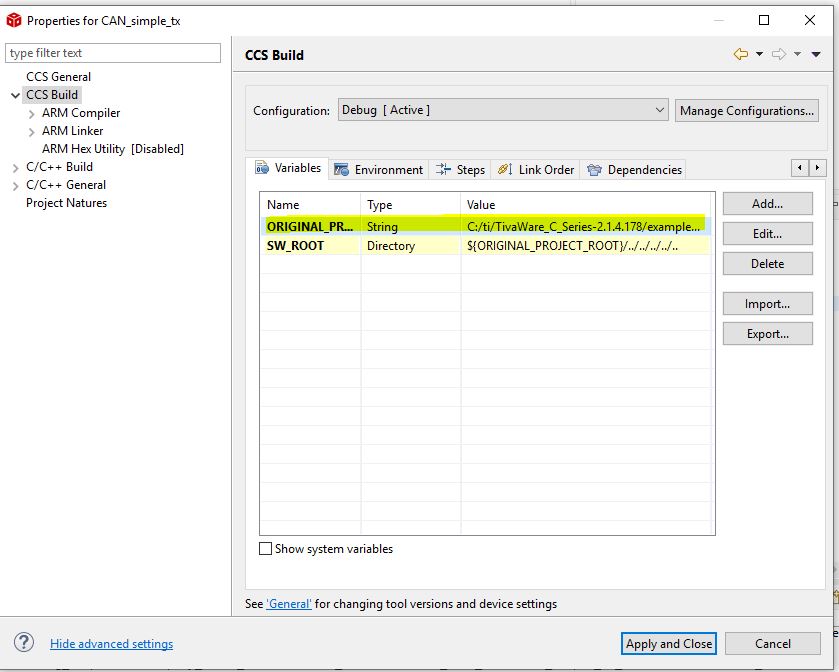 Ccstm4c1294ncpdt Need Example Project For Can Communication Between Two Tm4c1294ncpdt Arm 