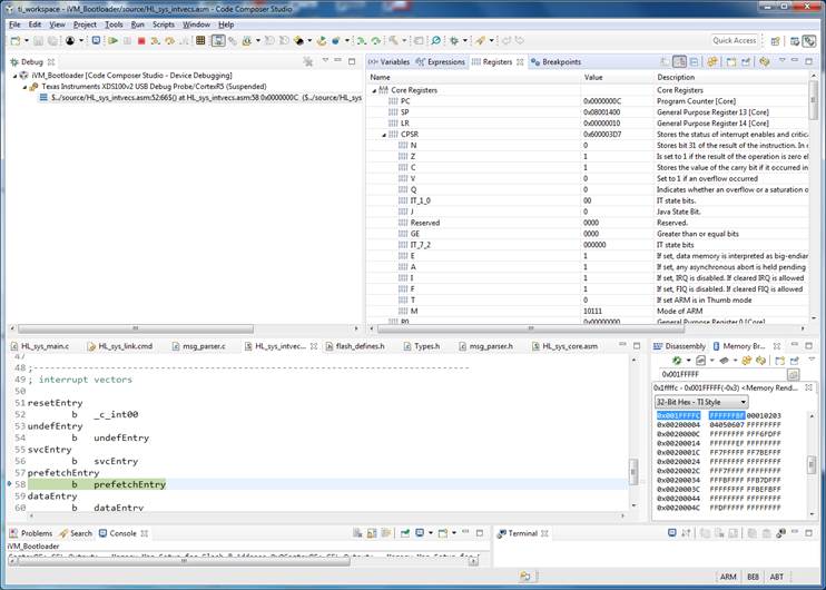 TMS570LC4357: prefetchEntry Exception Error - Input welcomed - Arm-based microcontrollers forum ...