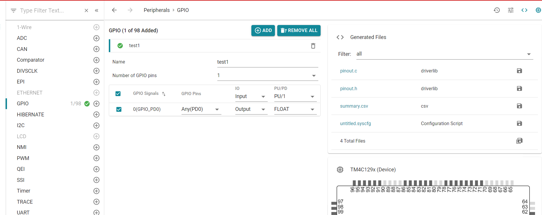 CCS/TM4C1294NCPDT: how to include the files generated by Pinmux - Arm-based microcontrollers ...