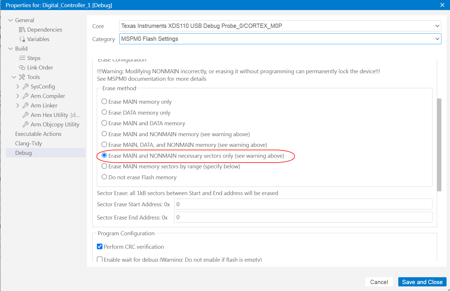 MSPM0G3507: Do not erase specific Flash areas. - Arm-based microcontrollers forum - Arm-based ...
