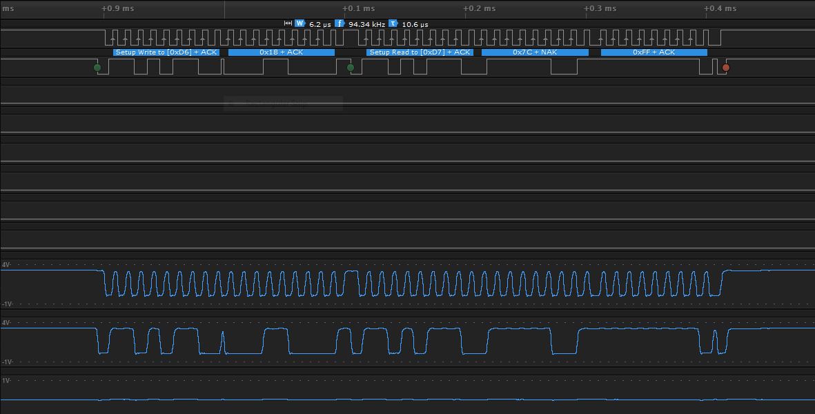 [参考译文] TM4C123GH6PM：Tiva Launchpad I2C + LSM9DS1分线板-不#39；t 请参阅示波器上的 SCL 或 SDA - 基于 Arm 的微控制器（参考 ...