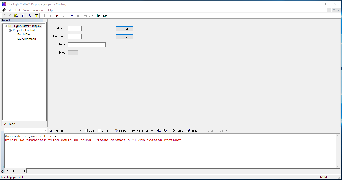 Dlpdlcr4710evm G2 Error No Projector Files Could Be Found Please Contact A Ti Application