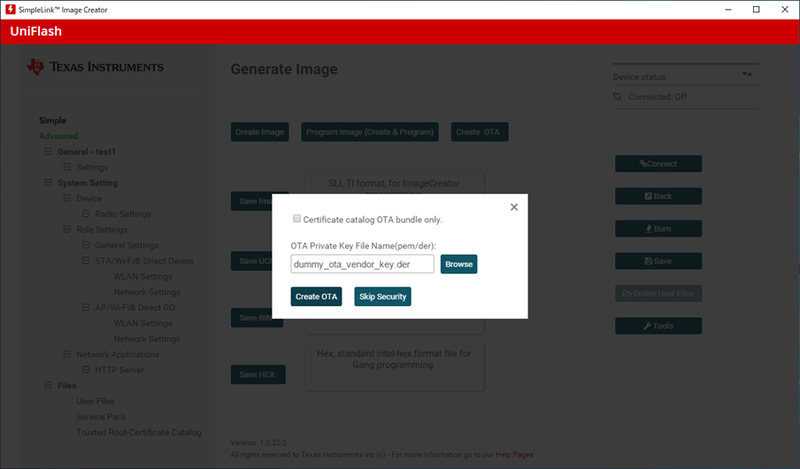 CC3220SF-LAUNCHXL: How to create an OTA image with Uniflash CLI - Wi-Fi forum - Wi-Fi - TI E2E ...
