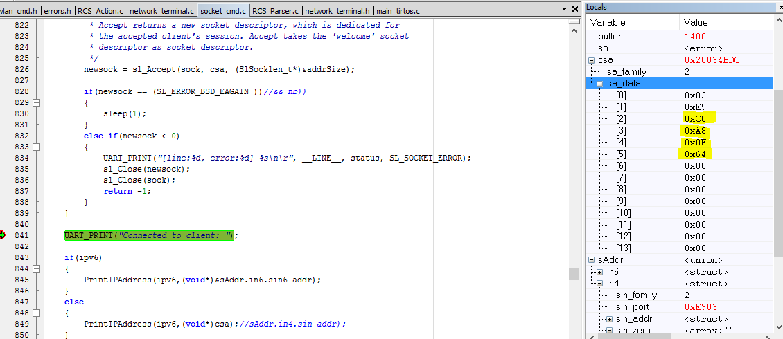 Cc3220s Launchxl Im Using The Network Terminal Project Why I Use Command Send S Nb The