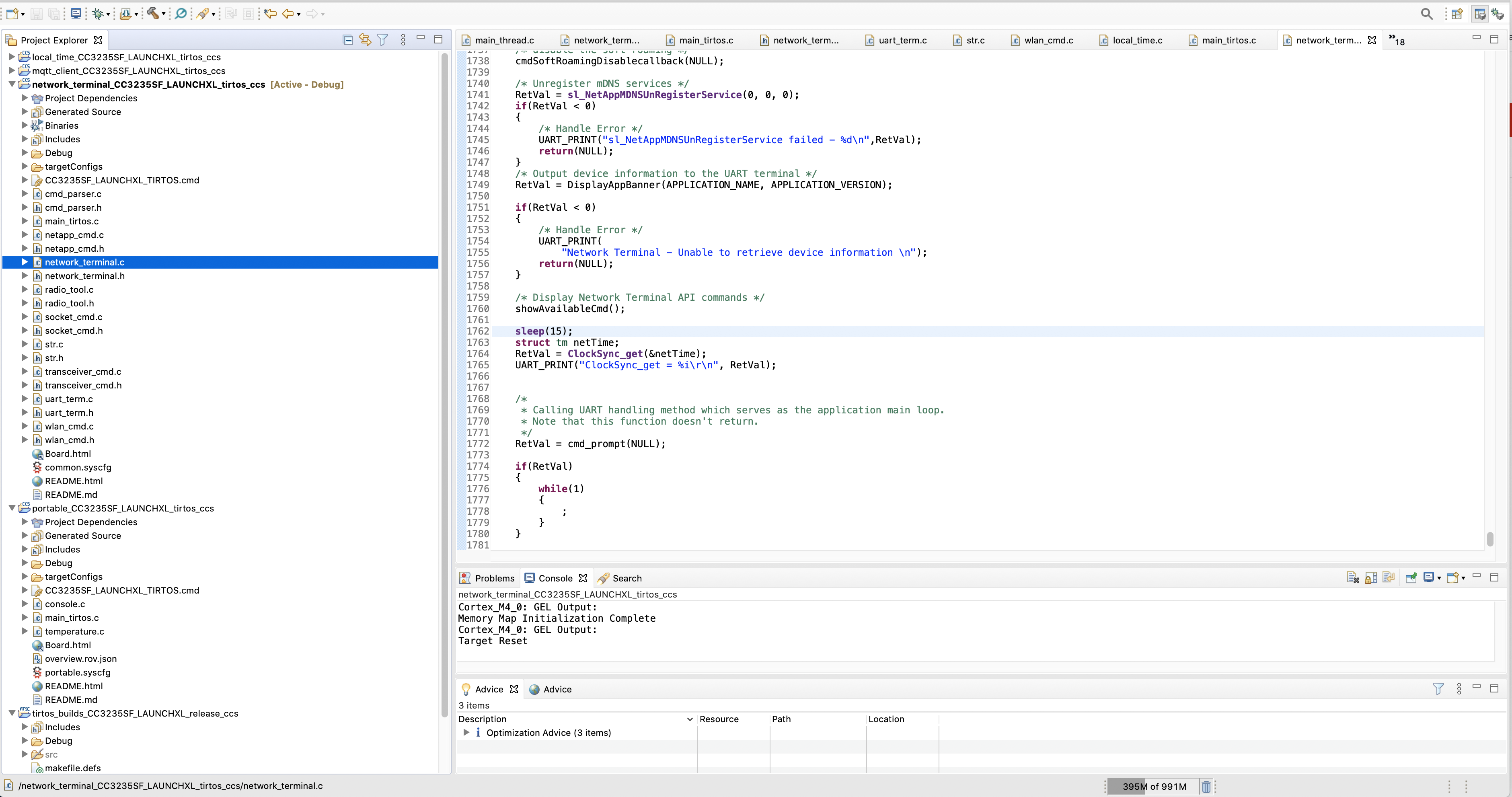 LAUNCHCC3235MOD: Adding the function ClockSync_get to the network_terminal_CC3235SF_LAUNCHXL ...