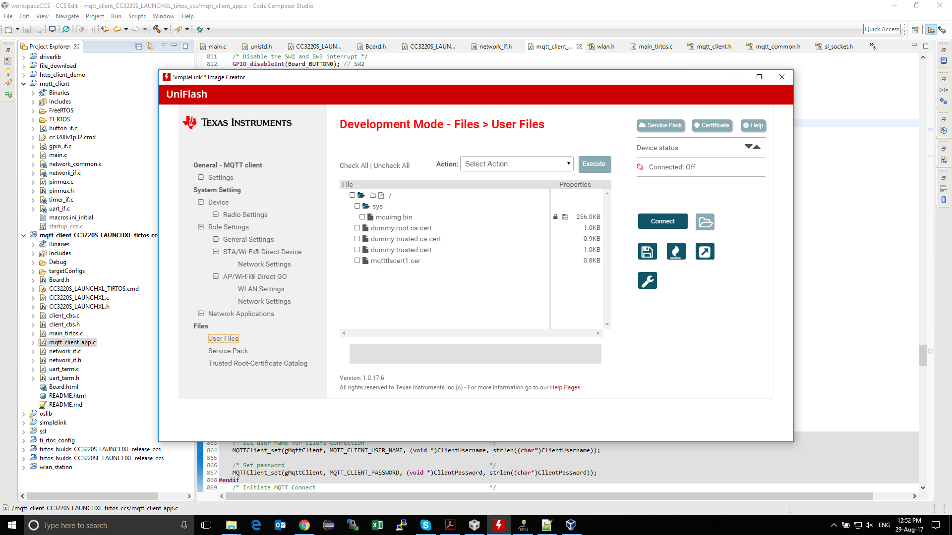 Cc3220mod Unable To Connect Tls Broker Using Mqttclientcc3220s