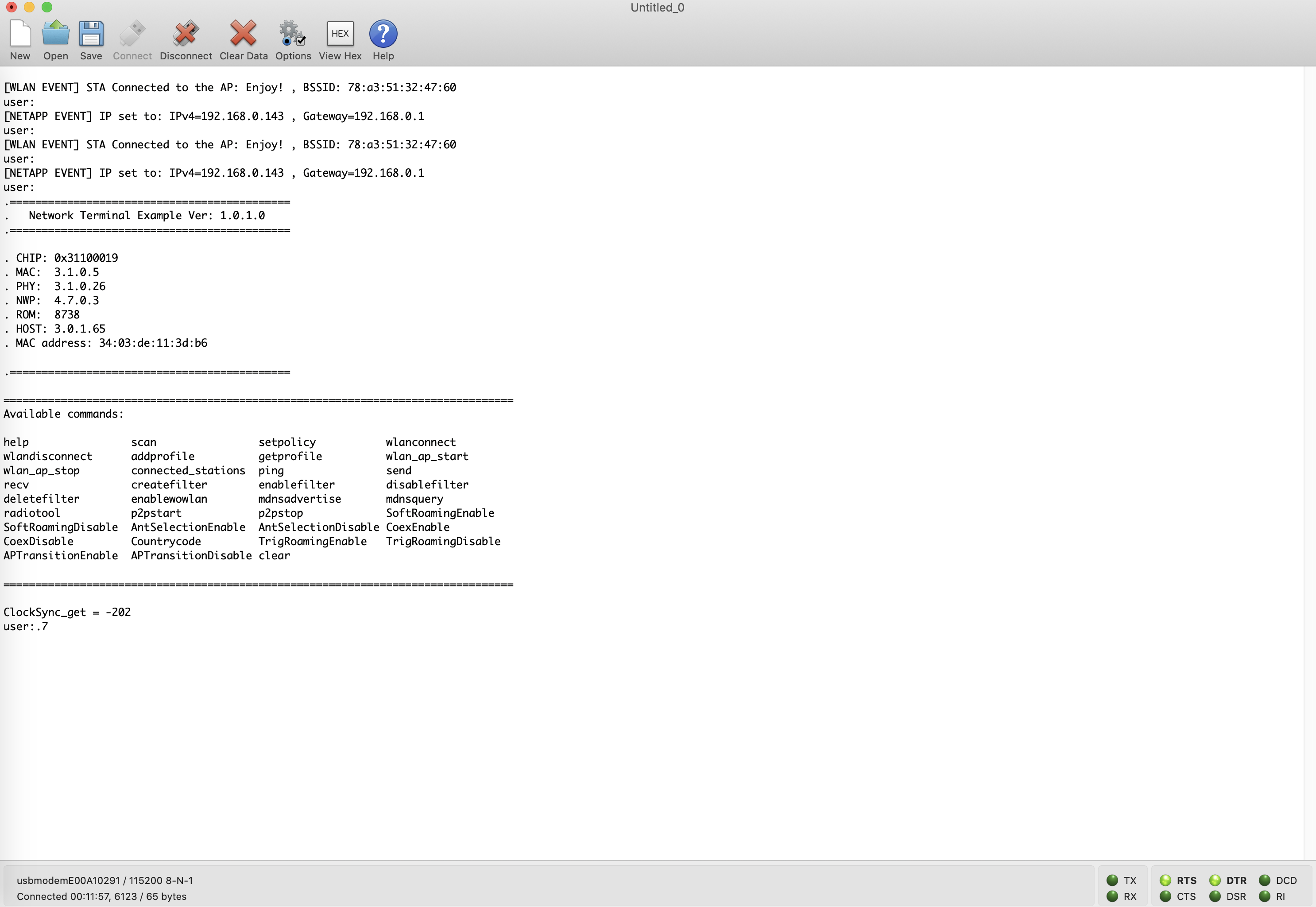 LAUNCHCC3235MOD: Adding the function ClockSync_get to the network_terminal_CC3235SF_LAUNCHXL ...