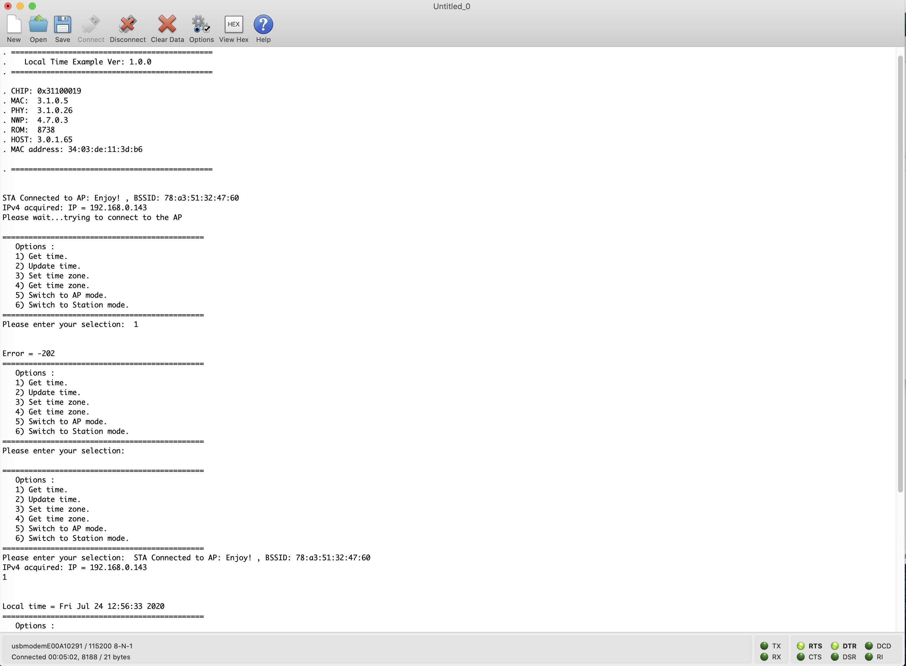 LAUNCHCC3235MOD: Adding the function ClockSync_get to the network_terminal_CC3235SF_LAUNCHXL ...