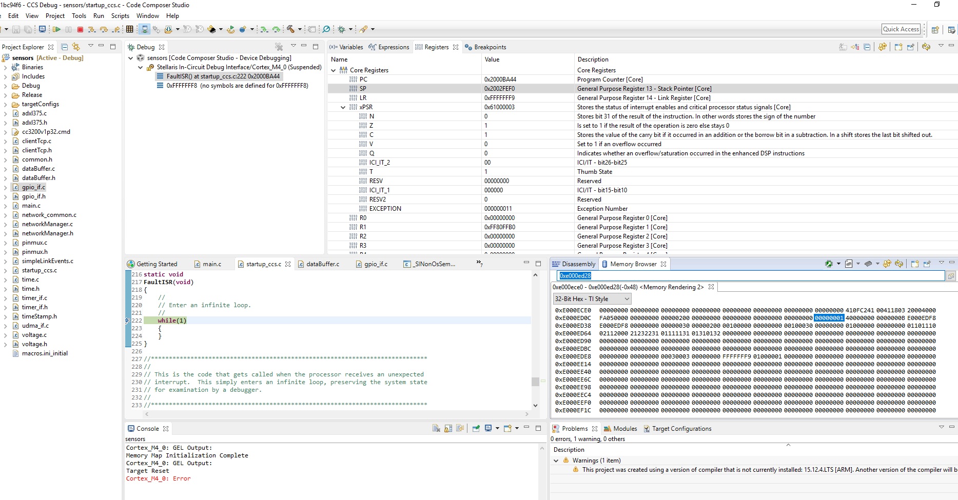 Ccscc3200 Tips For Debugging A Hard Fault Wi Fi Forum Wi Fi Ti E2e Support Forums