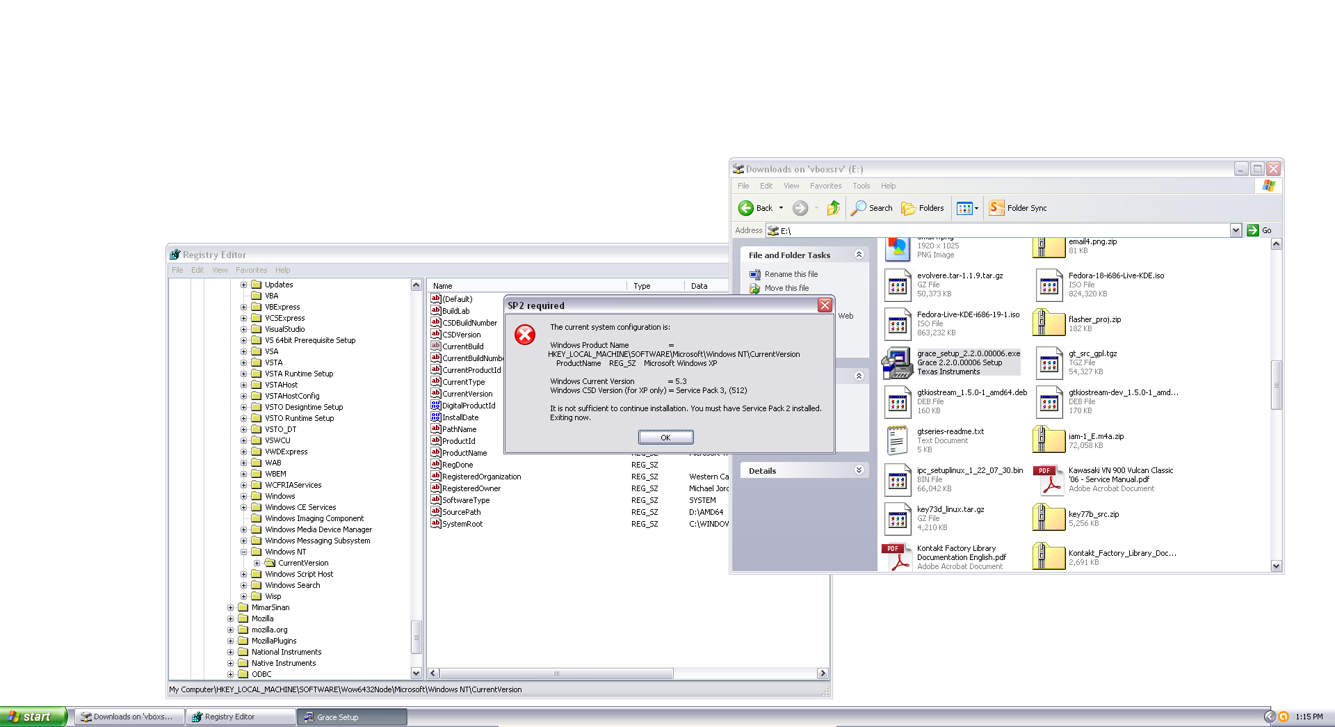 Trying to install GRACE standalone on XPSP3 - MSP low-power ...