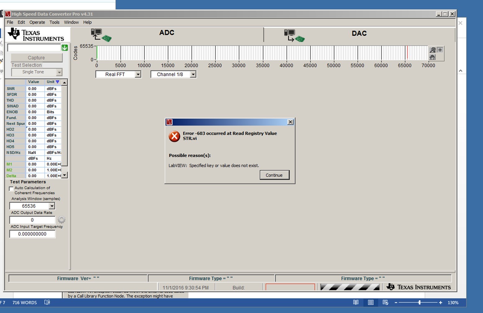 ADC12J1600 - HSDC Pro reports at startup: Error -603 occurred at Read ...