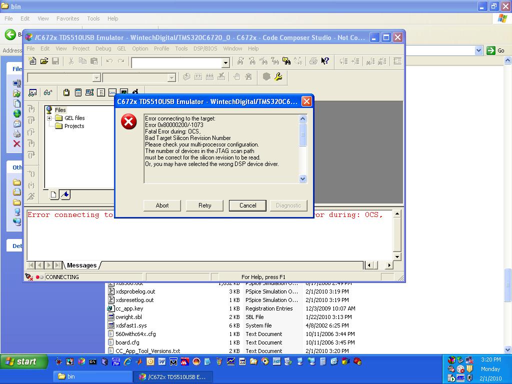 Ti Dsp Jtag Connectivity Error C6727b Processors Forum Processors Ti E2e Support Forums