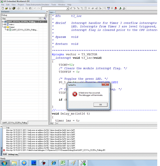 Problem with program download to CC1110 using CC Debugger - chip is ...