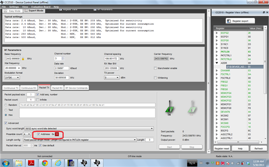 CC2510 register config using SmartRF studio - Other wireless ...