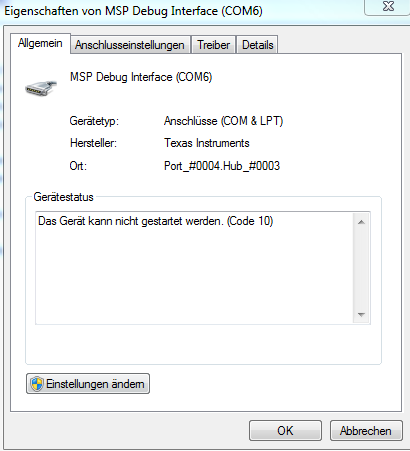 MSP-FET430UIF Debug Interface wron / no Device - MSP low-power ...