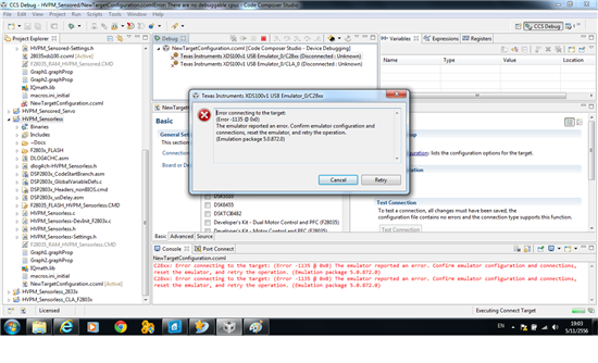 Unable to Debug examples to my TMS320F28035 (ERROR 1135) - C2000 ...