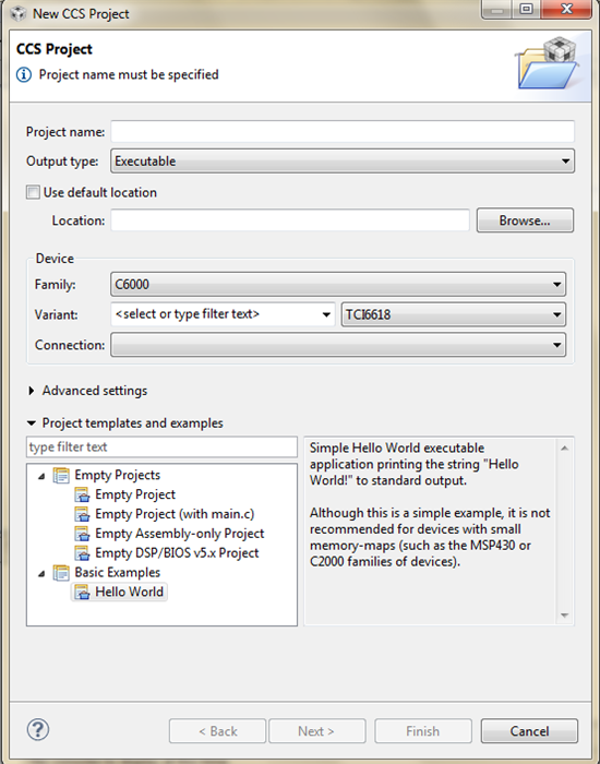 No RTSC related example project in the winzard of CCS - Code Composer Studio forum - Code ...