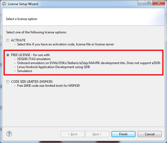 How to enable free license for Tiva LaunchPad - Code Composer Studio forum - Code Composer ...