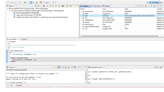 Debug problem in lab 2b for instaspin foc - C2000 microcontrollers ...