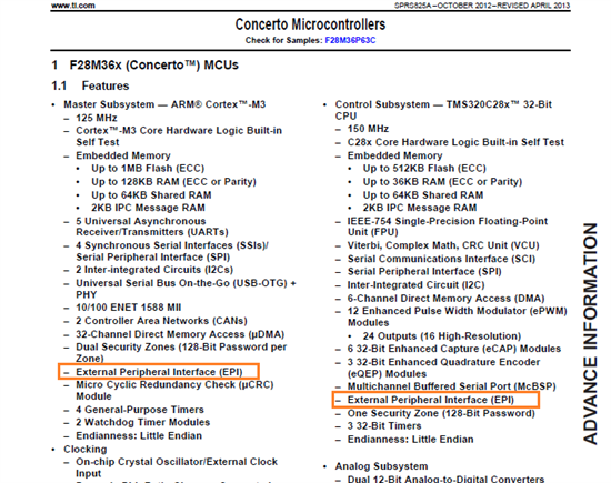 Can F28M36x C28x core access the EPI - C2000 microcontrollers forum ...