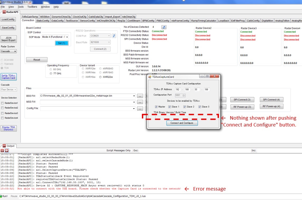 MMWCAS-DSP-EVM: Ethernet connection issue with mmWave Studio - Sensors forum - Sensors - TI E2E ...