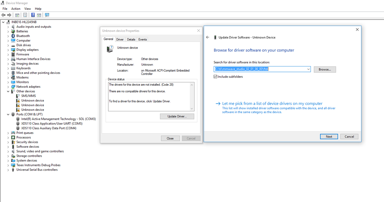 DCA1000EVM: the FTDI drivers not shown in device manger - Sensors forum - Sensors - TI E2E ...