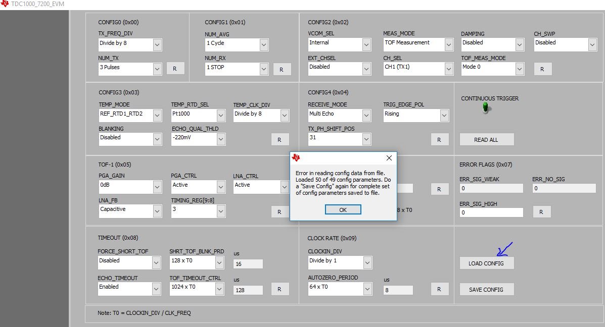 TDC1000: TDC1000+TDC7200 EVM GUI Error Message Need Suggestions - Sensors forum - Sensors - TI ...