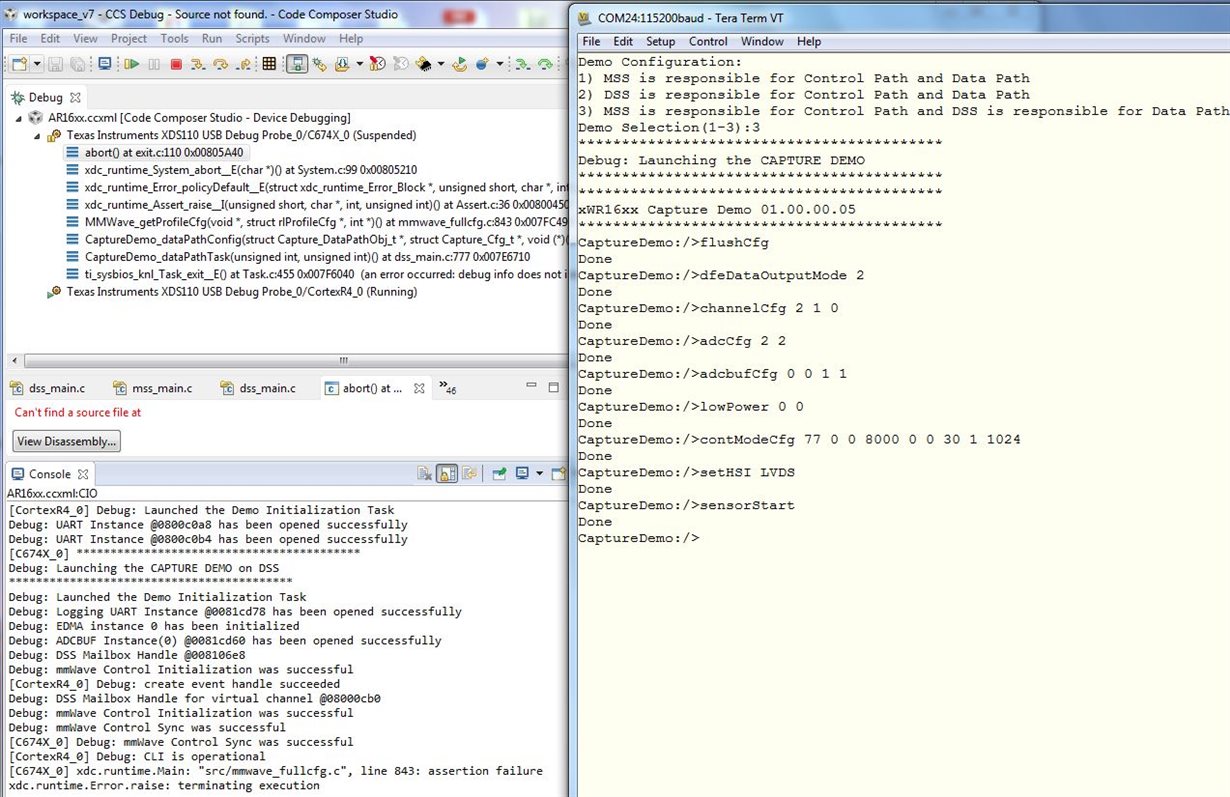 IWR1642: Met error when using config in capture_demo_script_lvds_cont_mode.txt with capture demo ...