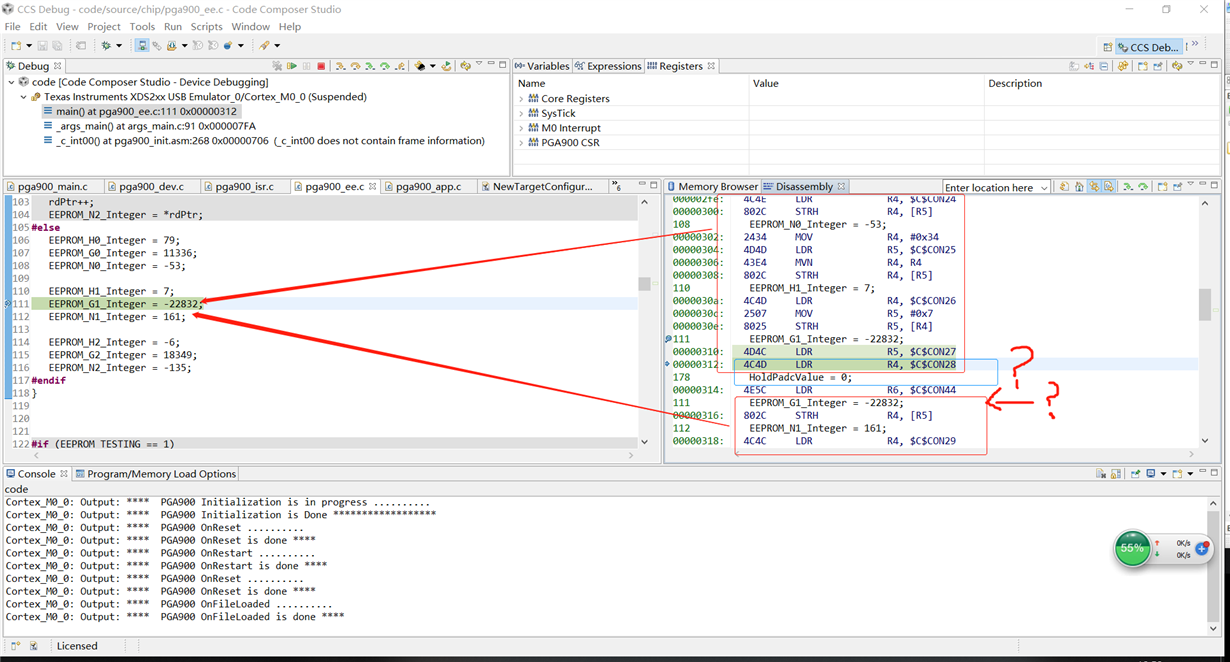 CCS/PGA900: PGA900:DBUG error c language different of assembly - Sensors forum - Sensors - TI ...