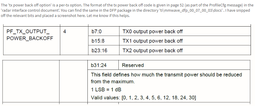 IWR6843ISK-ODS: IWR6843ISK-ODS txOutPower in Overhead People Counting Demo - Sensors forum ...