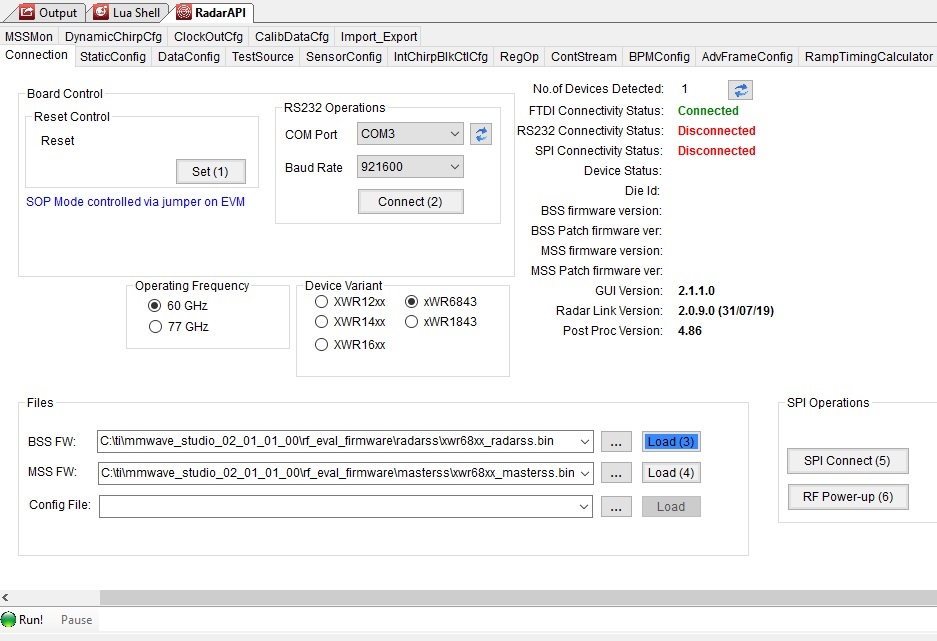 IWR6843ISK-ODS: IWR6843ISK-ODS setup issues - Sensors forum - Sensors - TI E2E support forums