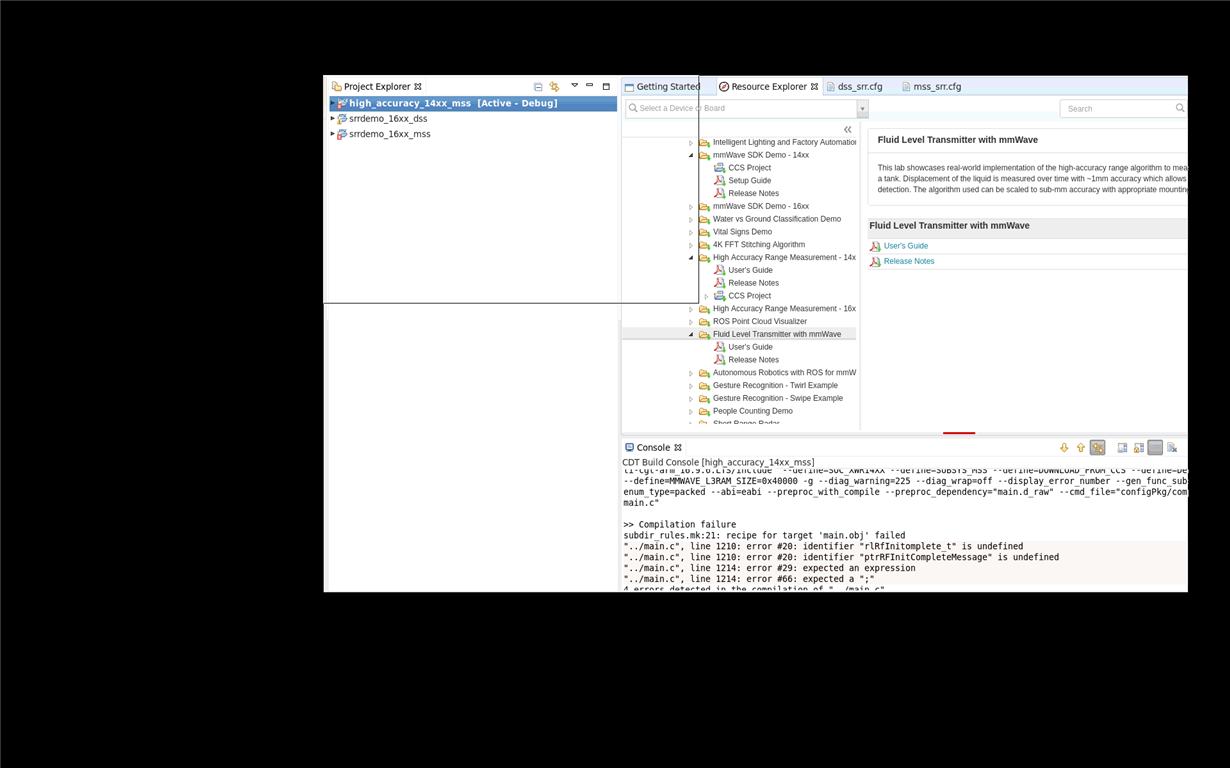 CCS/IWR1443: ccs project build errors - Sensors forum - Sensors - TI E2E support forums