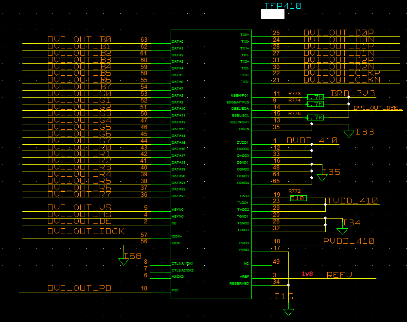 how deal with the 1v8 voltage of tfp410 data0~data23 - Interface forum - Interface - TI E2E ...