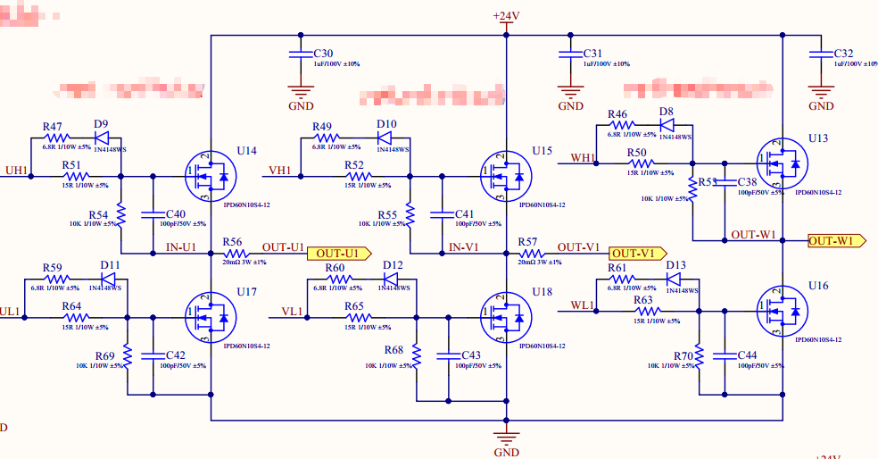 INA240: Please help to check if this design is ok for phase current detection of a 24V 200W BLDC ...
