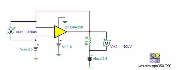 Opa350 Input Offset Voltage Calculation Using Tina Ti Opa 350