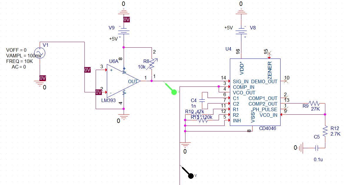 CD4046B: use CD4046 to design a prequency tracking circuit, but the frequency can't be locked ...