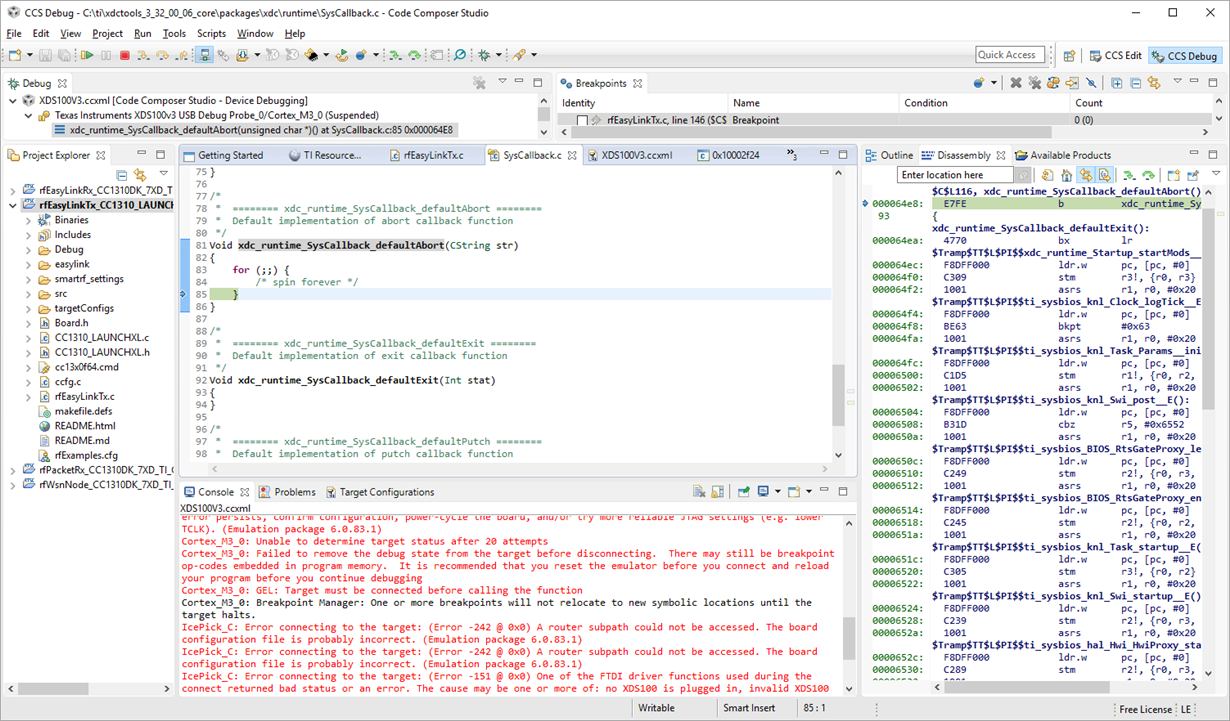 CC1310 SC_ERR_ROUTER_ACCESS_SUBPATH, xdc_runtime_SysCallback ...
