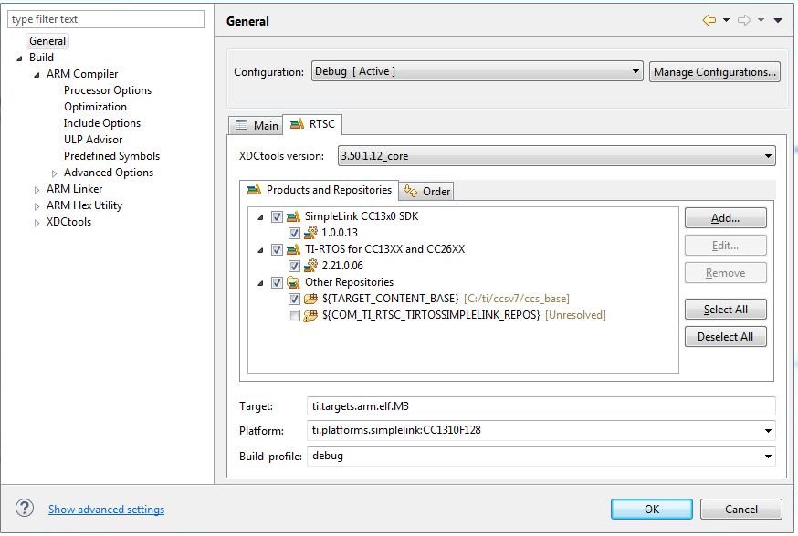 Rtoscc1310 Tisysbiosknl Is Not Compatible With Xdctools Sub 1 Ghz Forum Sub 1 Ghz Ti 