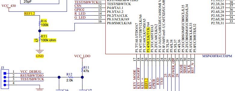 Compiler/MSP430FR6989: Constant voltage reference on physical pin for NTC sensor - MSP low-power ...