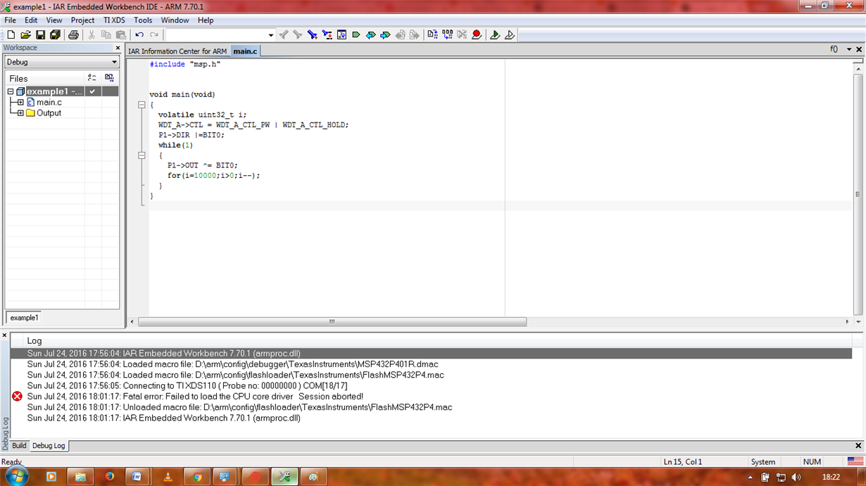 Failed To Load Cpu Core Driver Msp Low Power Microcontroller Forum Msp Low Power