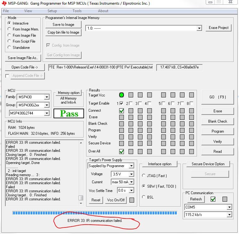 MSP-GANG: What Does Error Code 33: IR Communication Failed Mean - MSP low-power microcontroller ...