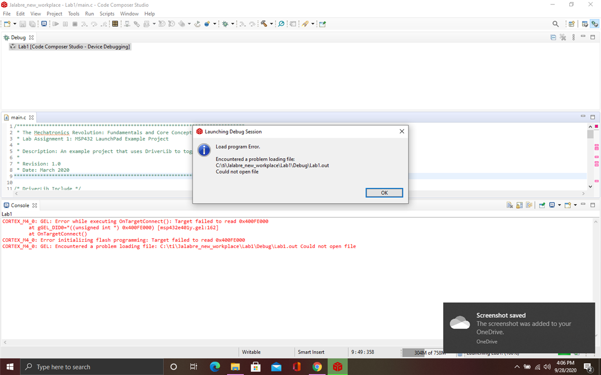 Ccs Code Not Able To Run Msp Low Power Microcontroller Forum Msp Low Power Microcontrollers