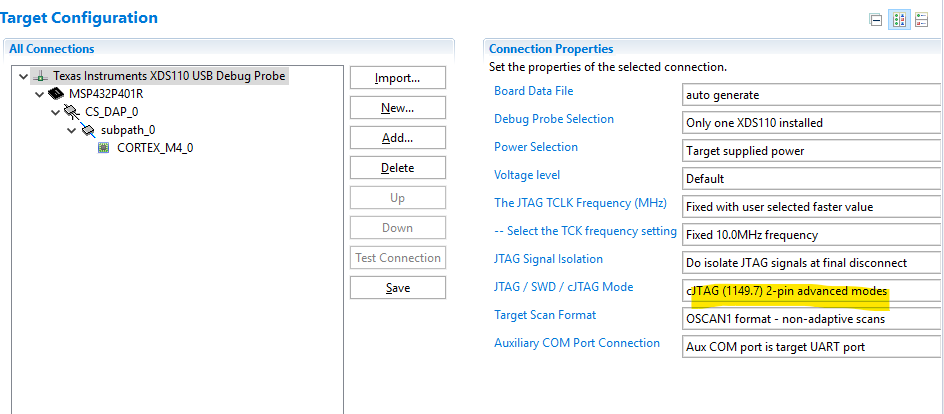 Ccsmsp432p401r Cjtag 2 Pin Support Msp Low Power Microcontroller